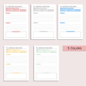 TV & Film Review Sheets | Printable Film Tracker | Television Show Log ...
