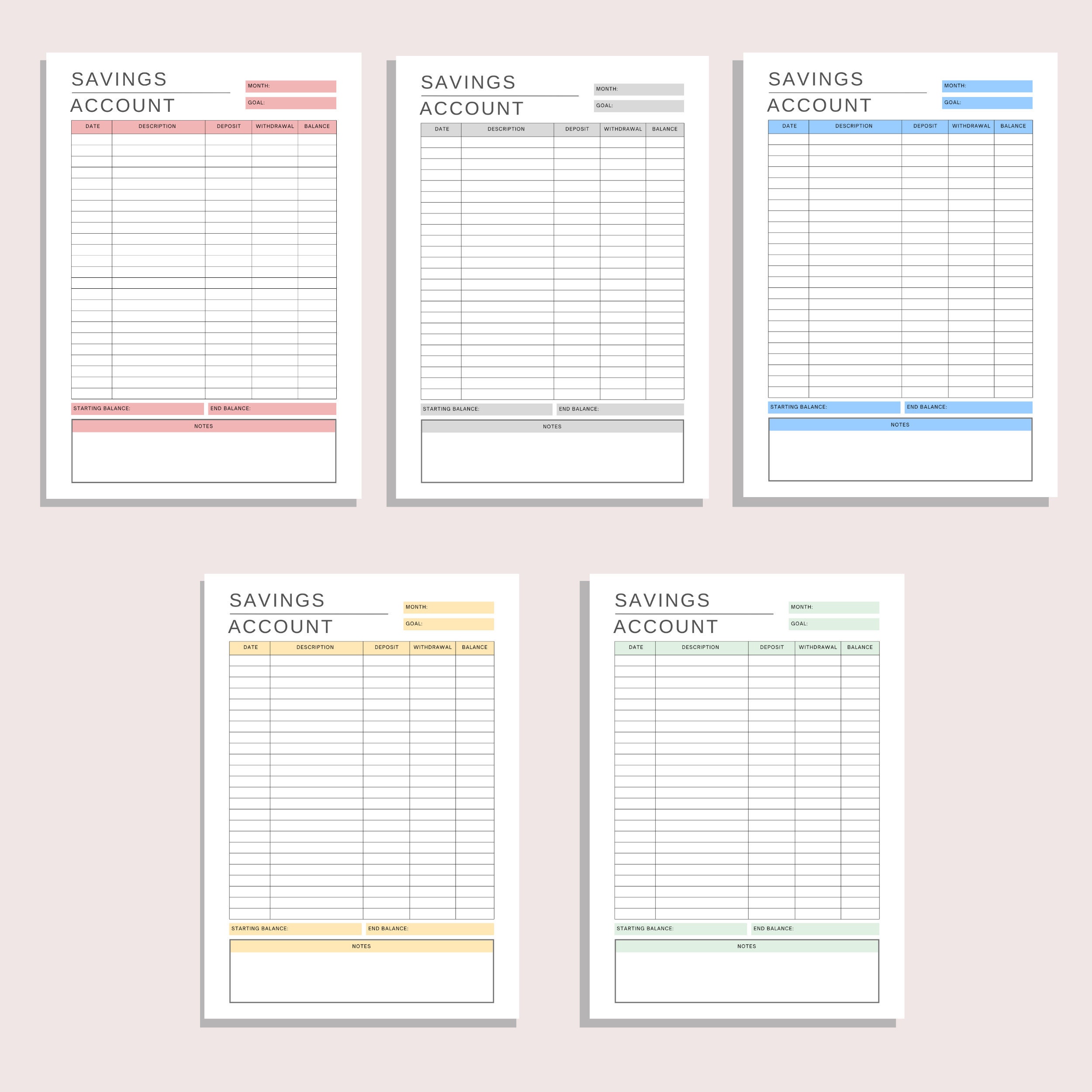 Savings Account Overview | Personal Savings Tracker | Financial ...