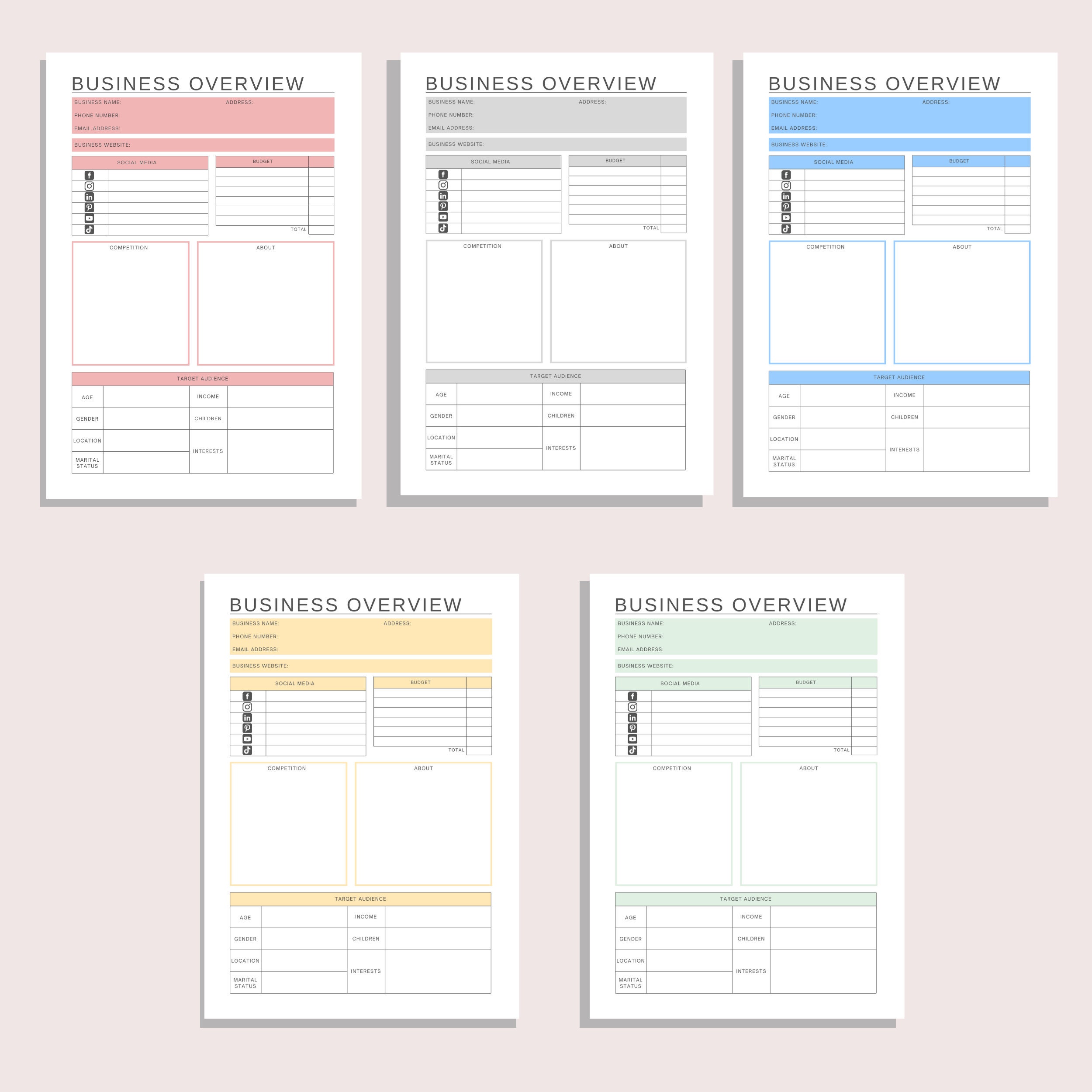 Business Overview Planner | Small Business Summary | Home Business ...