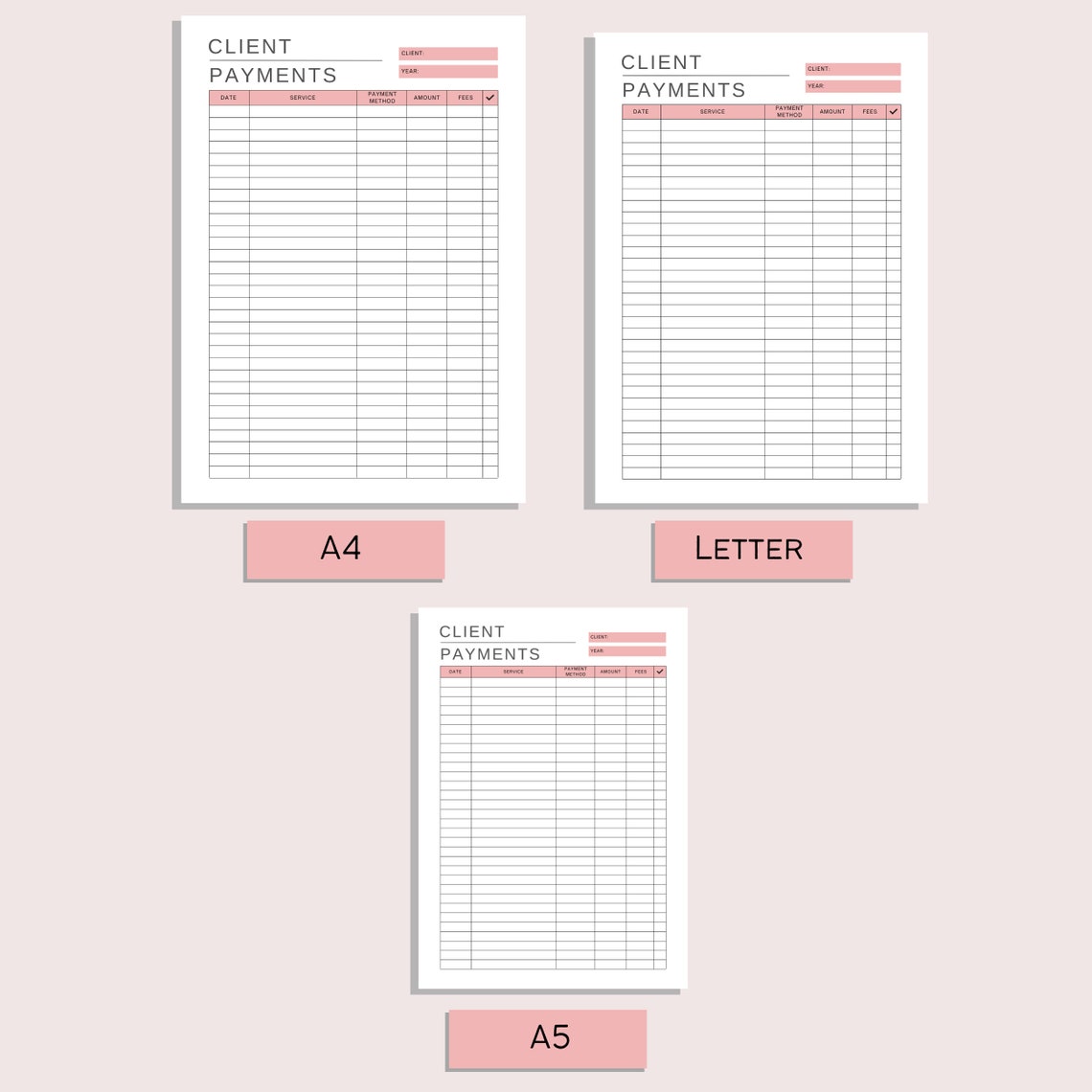 Client Payment History Printable Client Log Small Business - Etsy