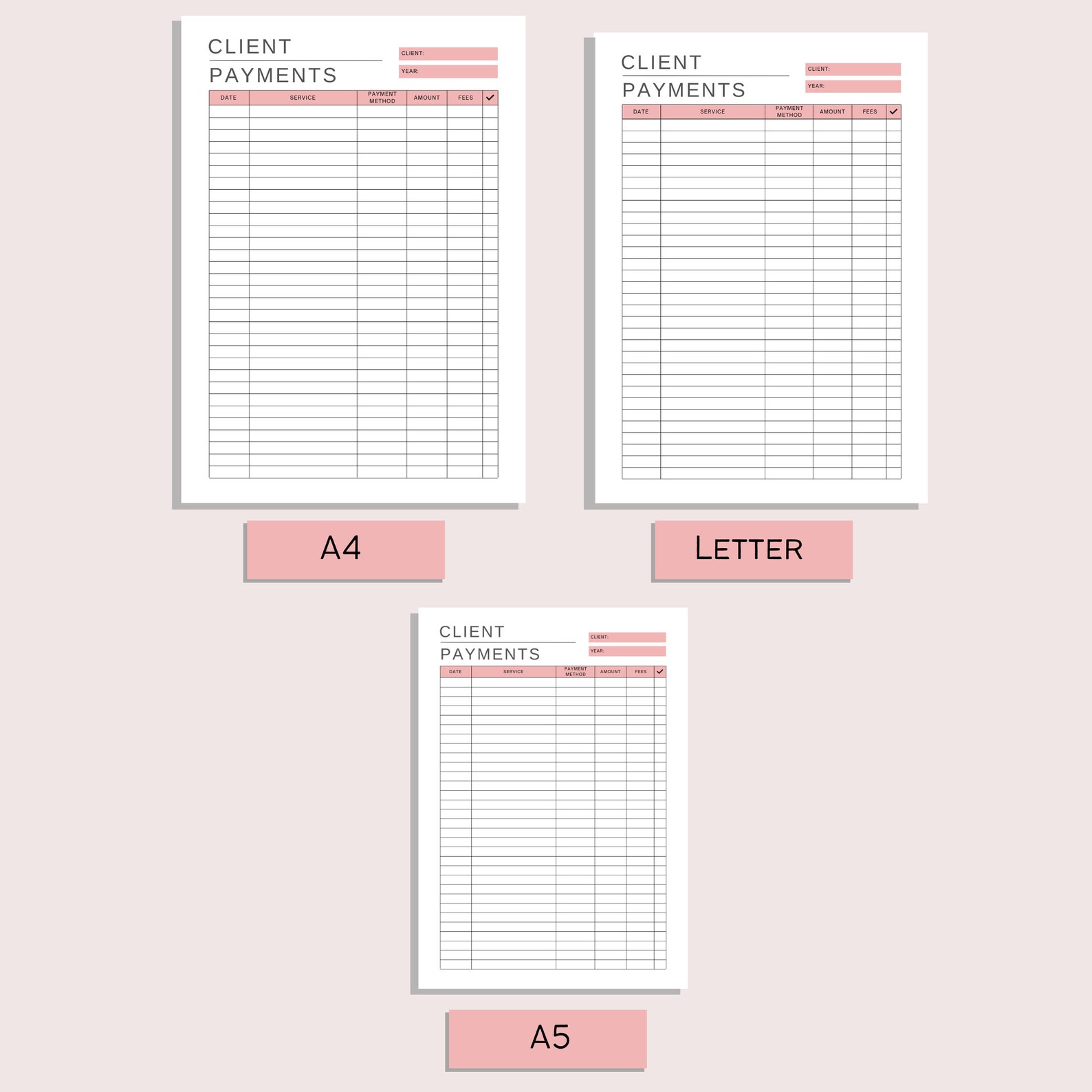 Client Payment History | Printable Client Log | Small Business Finance ...