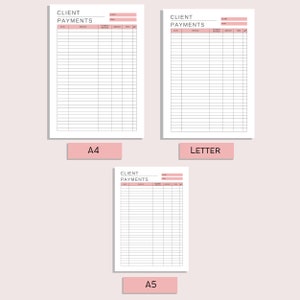 Client Payment History | Printable Client Log | Small Business Finance ...