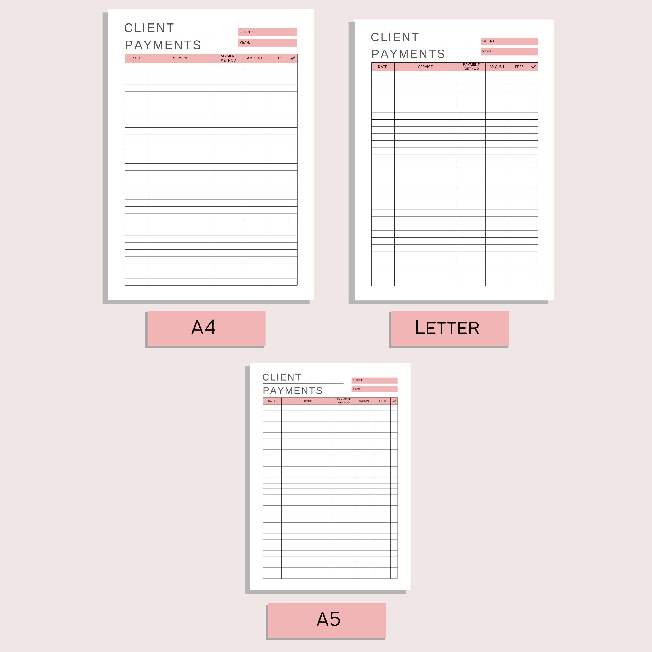Client Payment History Printable Client Log Small Business Finance ...