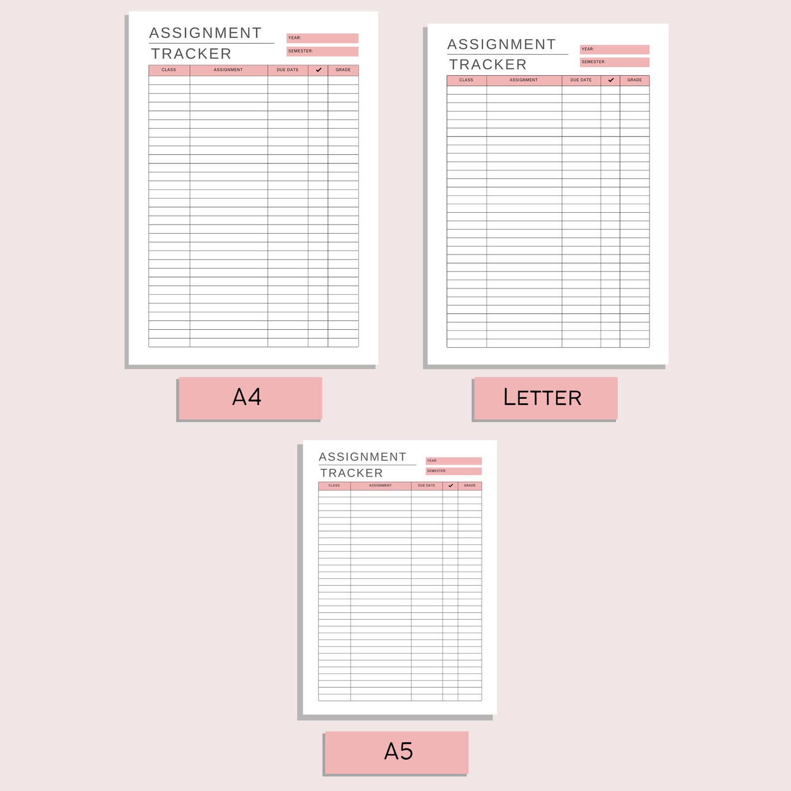 Assignment Tracker | Assignment Printable | Homework Sheet | College ...