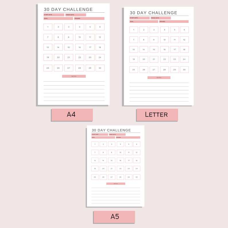30 Day Challenge | Printable Progress Tracker | Goal Setting Log ...