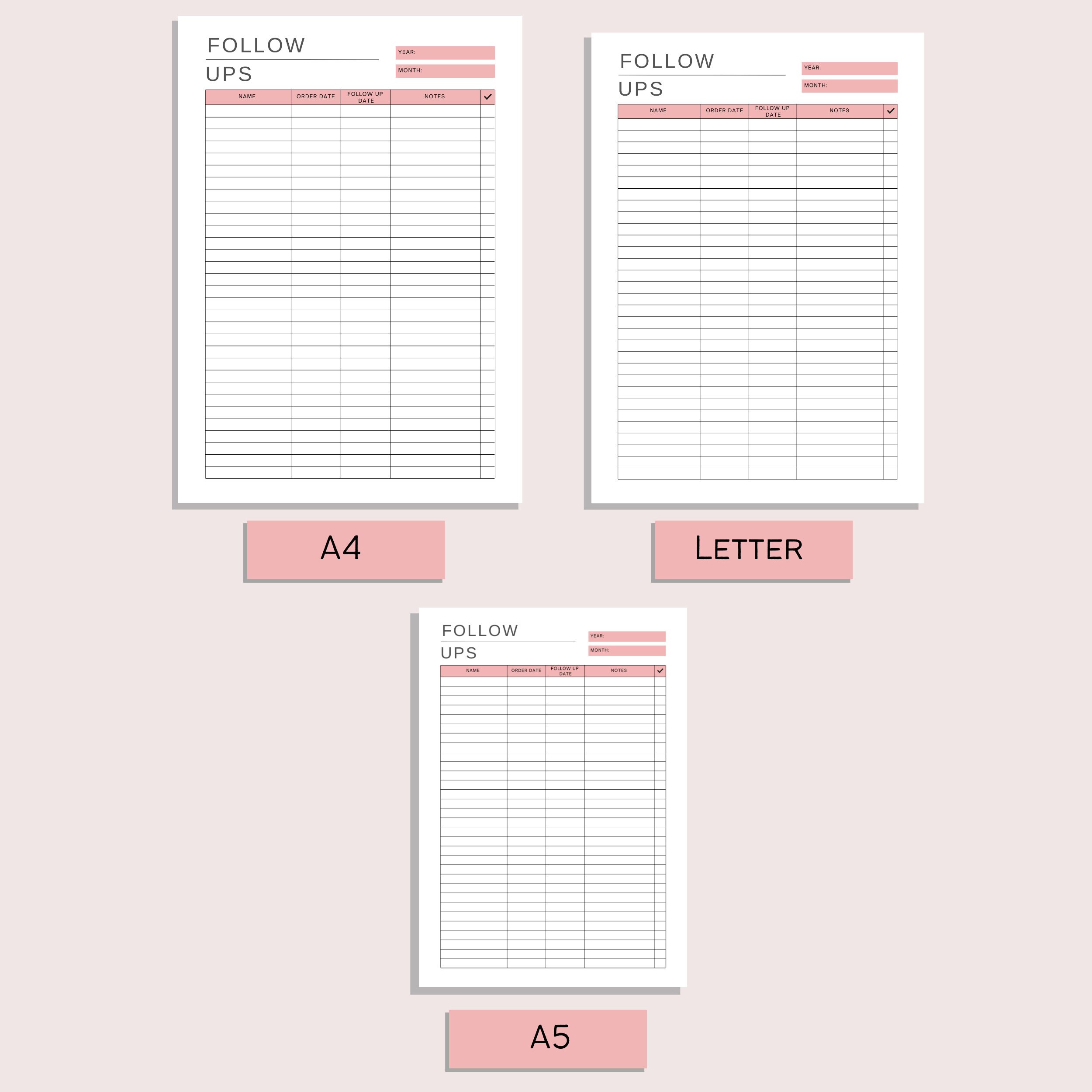 Follow Ups List | Printable Business Follow Ups | Small Business Form ...