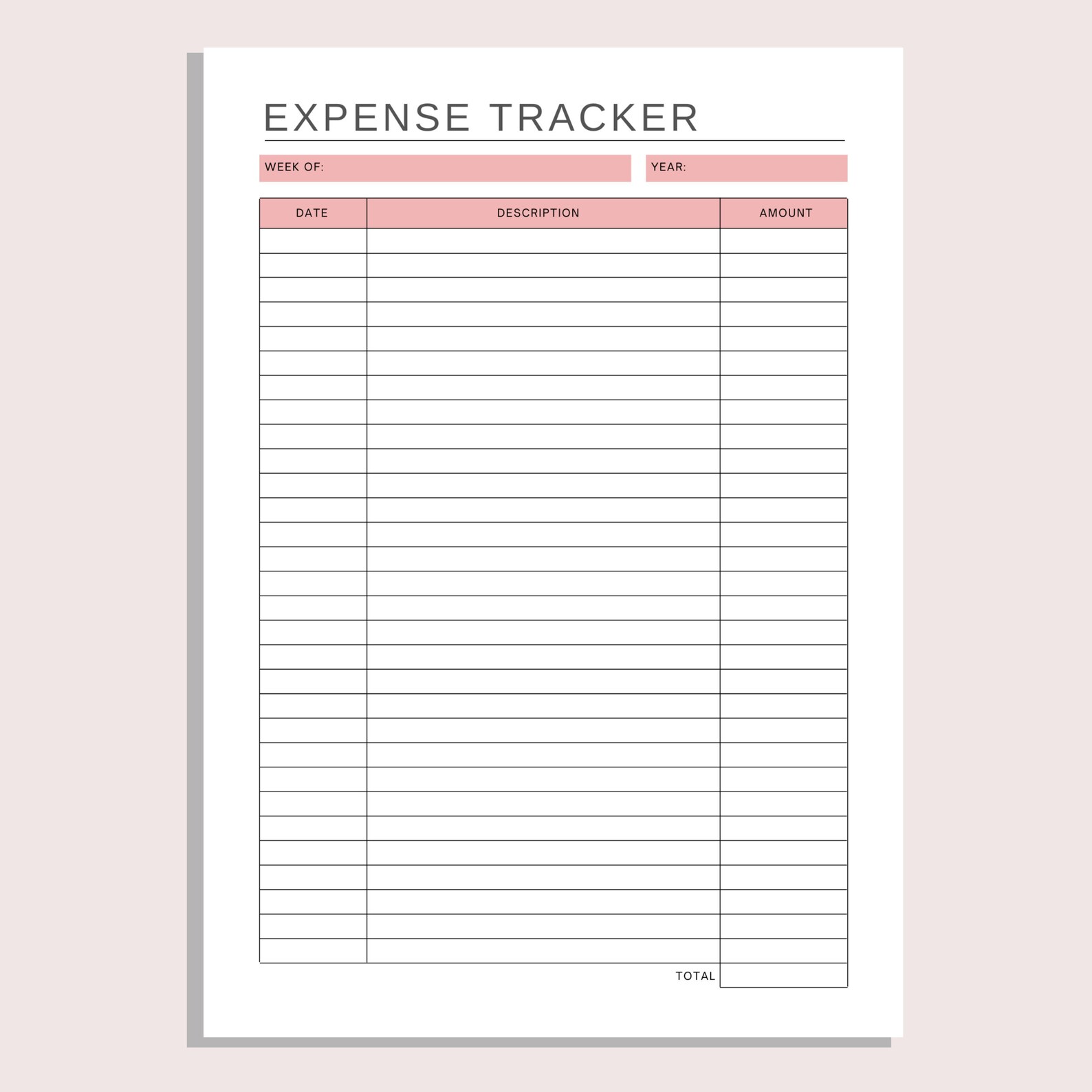 Weekly Expense Tracker | Printable Financial Log | Small Business ...
