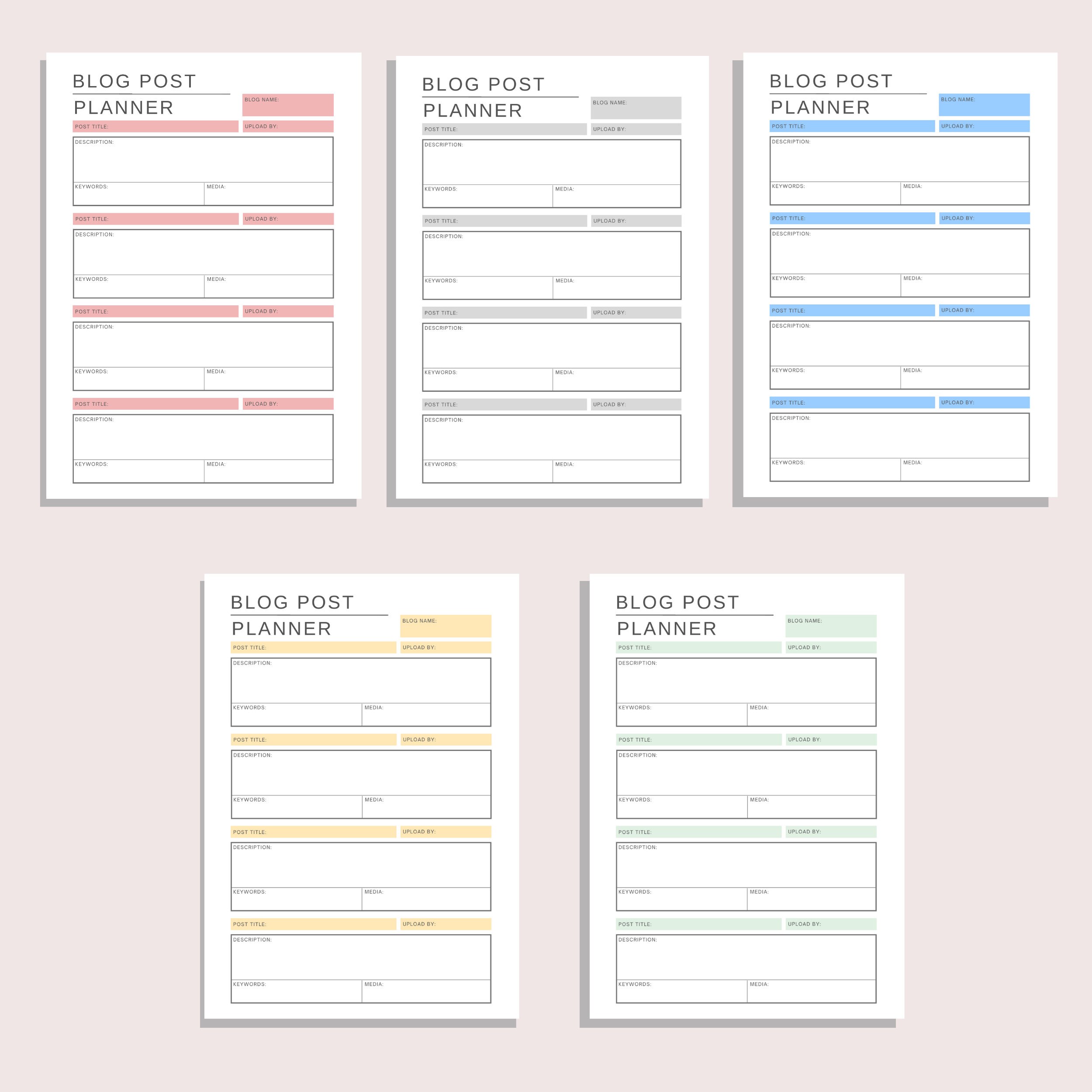 Blog Post Planner | Printable Blog Idea Tracker | Website Post Series ...
