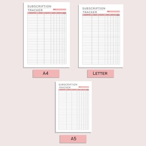 Subscription Tracker | Printable Expense Tracker | Subscription Log ...