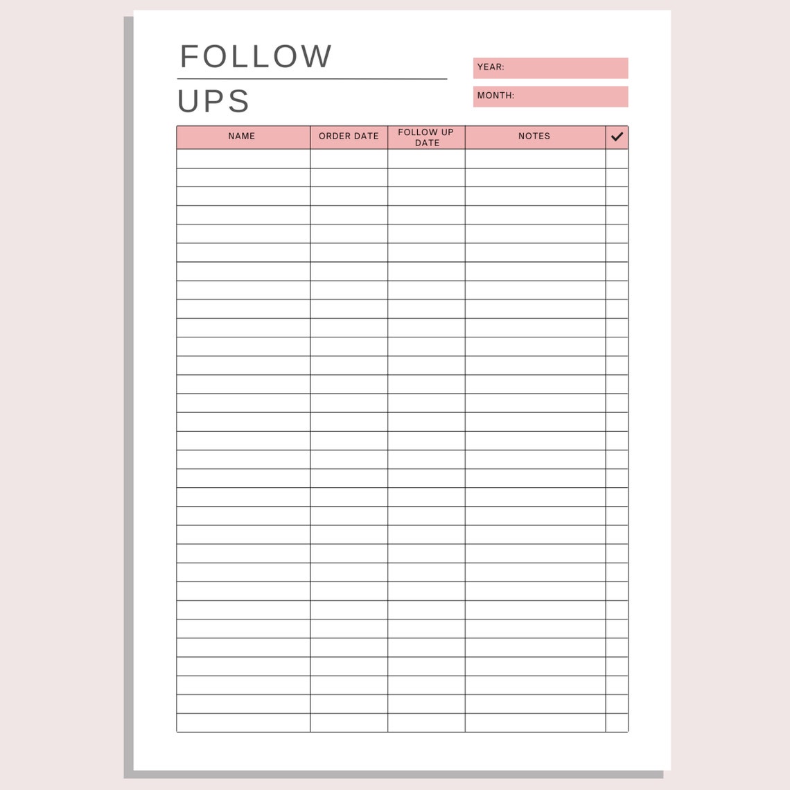 Follow Ups List | Printable Business Follow Ups | Small Business Form ...