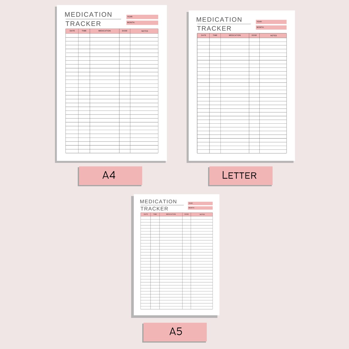 Medication Tracker, Printable Medication Log, Meds Sheet, Supplement ...