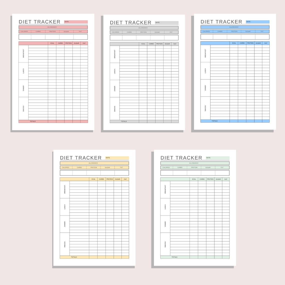 Diet Tracker Printable | Daily Diet Log | Food Journal | Calorie ...