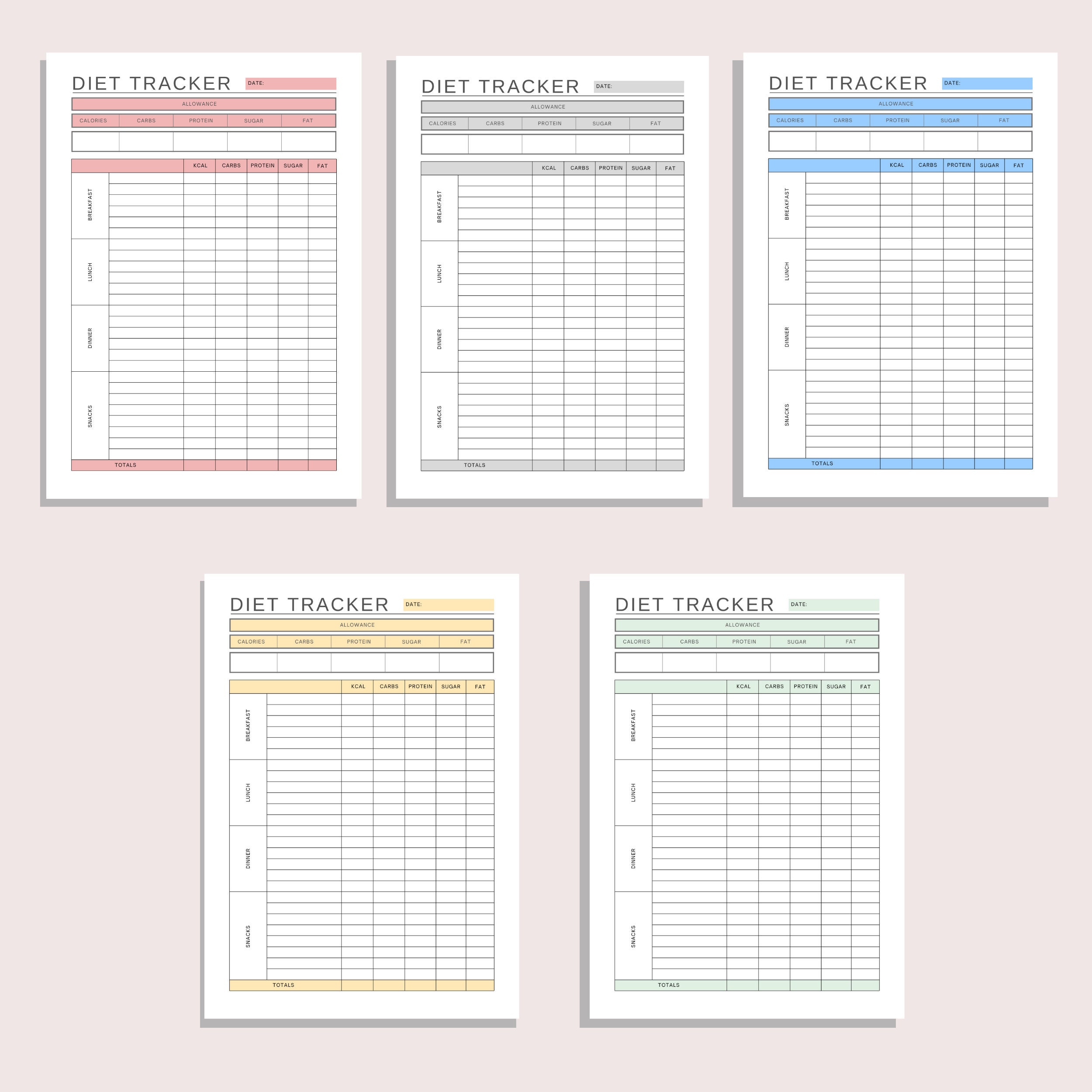 Diet Tracker Printable | Daily Diet Log | Food Journal | Calorie ...