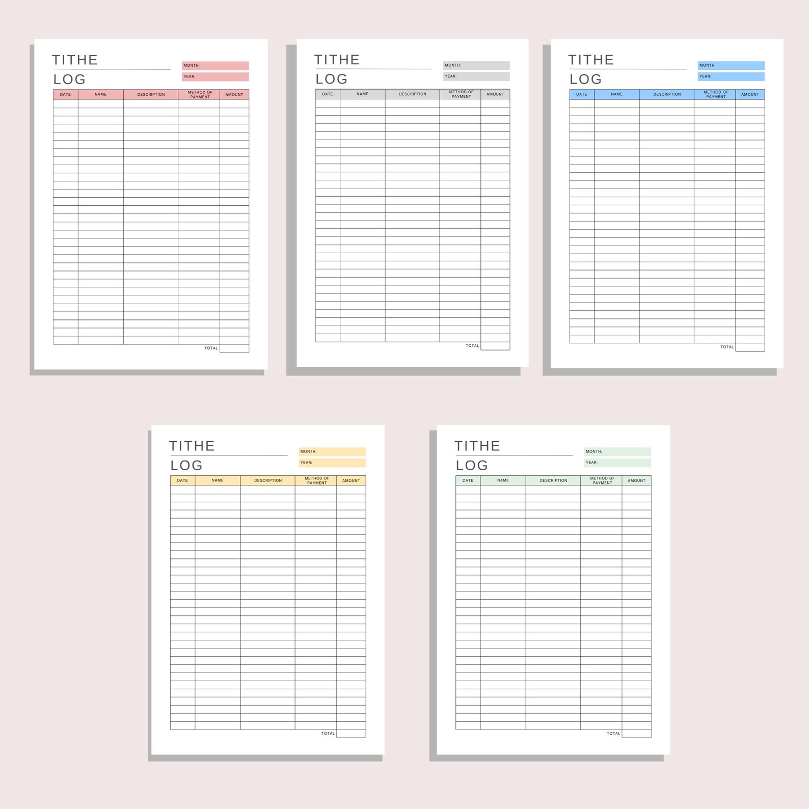 Tithe Log | Printable Tithing Record | Church Giving Log | Financial ...