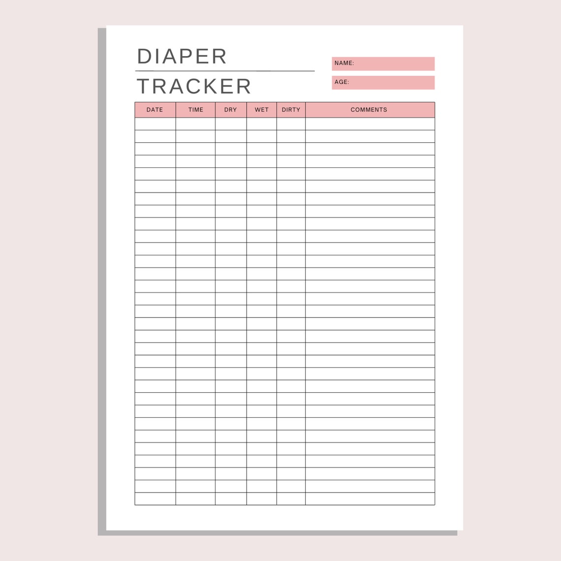 Baby Diaper Tracker | New Mom Planner | Infant Change Log | New Mom ...