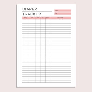 Baby Diaper Tracker | New Mom Planner | Infant Change Log | New Mom ...