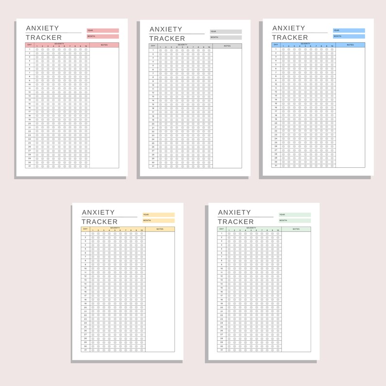 Daily Anxiety Tracker Printable | Mental Health Care | Anxiety Levels ...