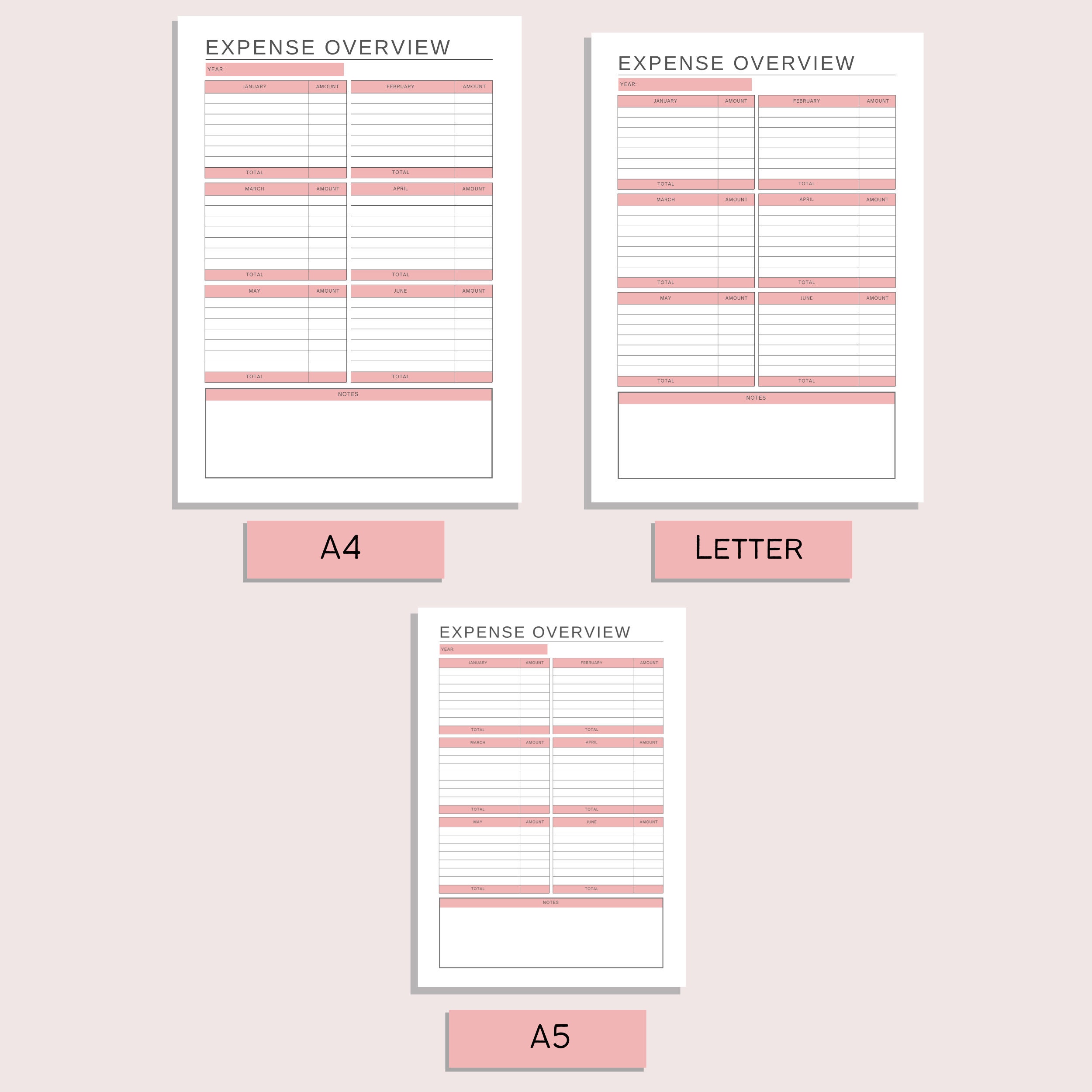 Yearly Expense Overview Printable | Upcoming Expenses | Budget Plan ...