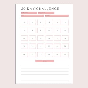 30 Day Challenge | Printable Progress Tracker | Goal Setting Log ...