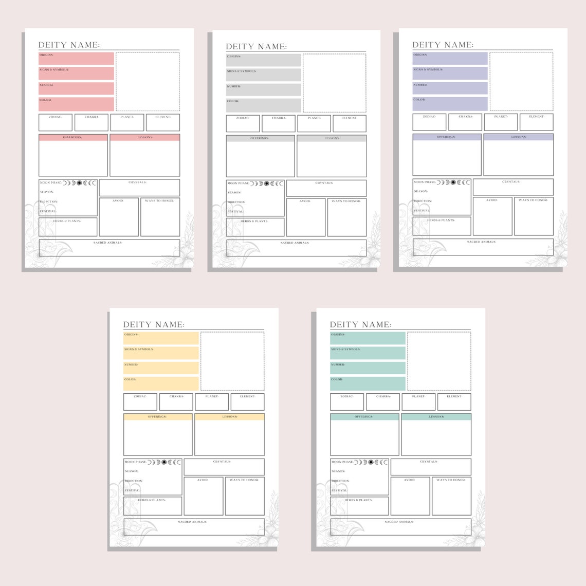 Deity Grimoire Worksheet Printable Book of Shadows Page Pagan God ...
