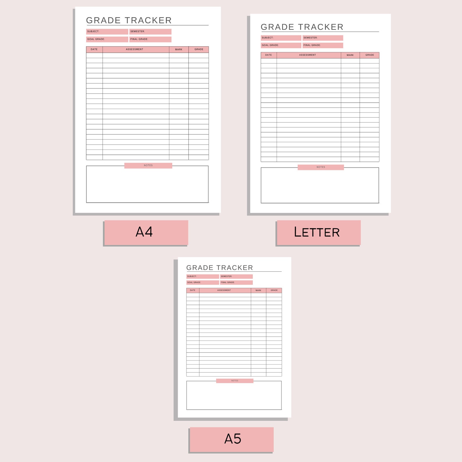 Grade Tracker | Printable Assignment Log | Student Grade Sheet ...