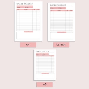 Grade Tracker | Printable Assignment Log | Student Grade Sheet ...