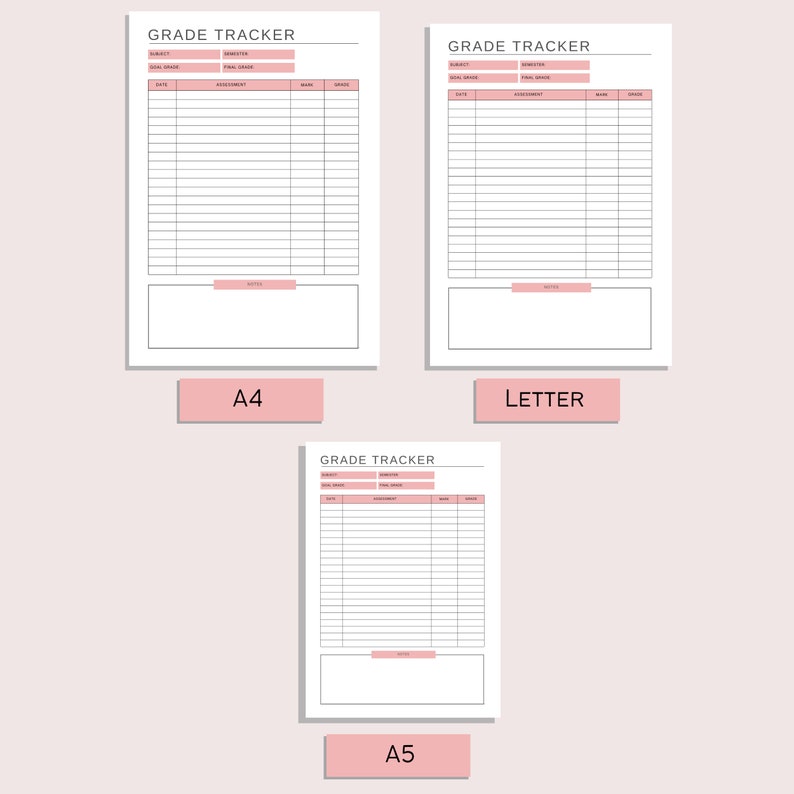 Grade Tracker | Printable Assignment Log | Student Grade Sheet ...