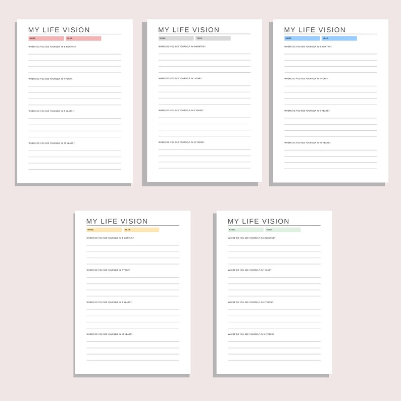 My Life Vision Planner | Future Goals Plan | Dream Life | Minimalist ...