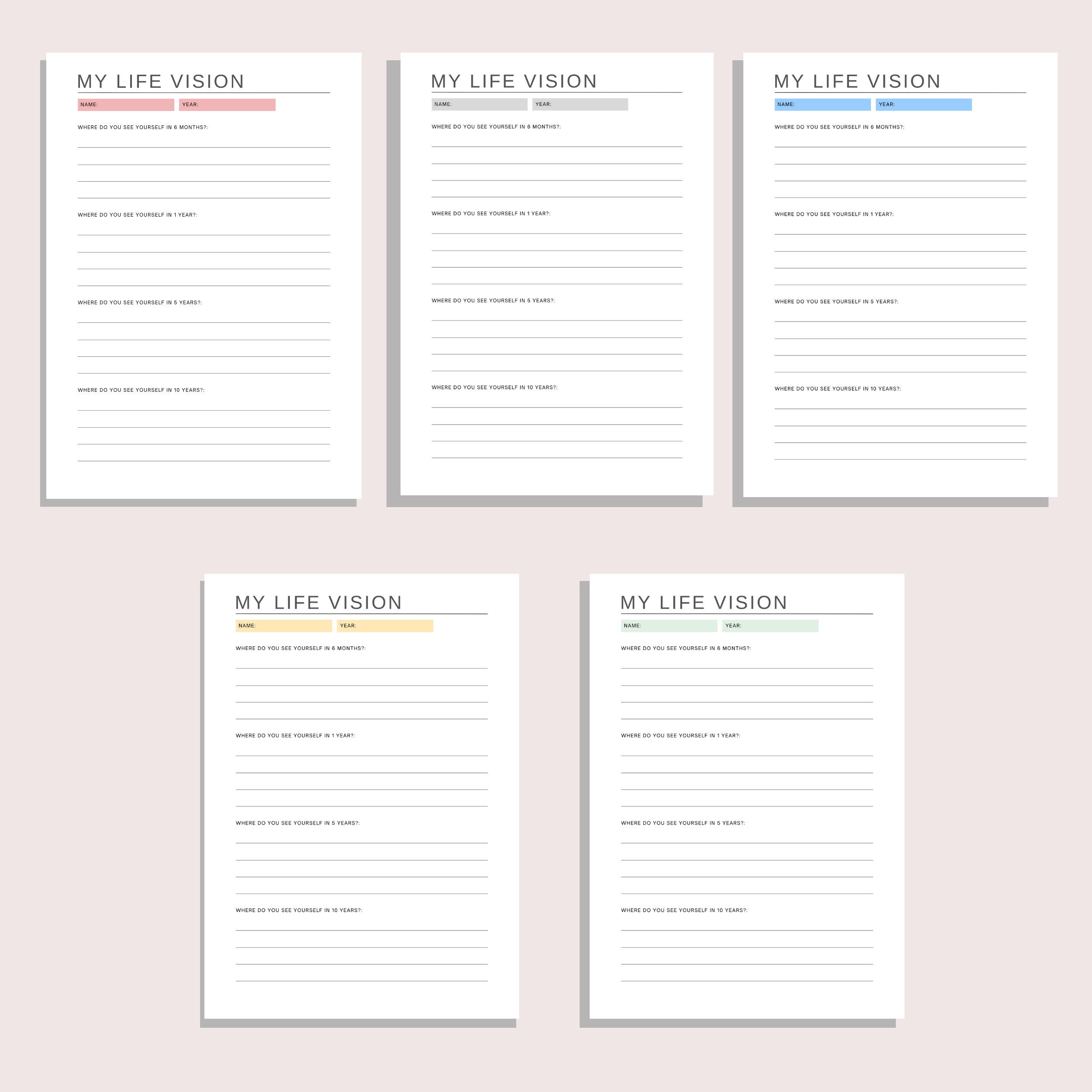 My Life Vision Planner | Future Goals Plan | Dream Life | Minimalist ...