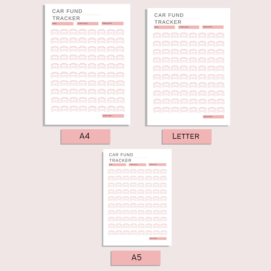 Car Fund Tracker | Printable Saving Challenge | Savings Jar Template ...