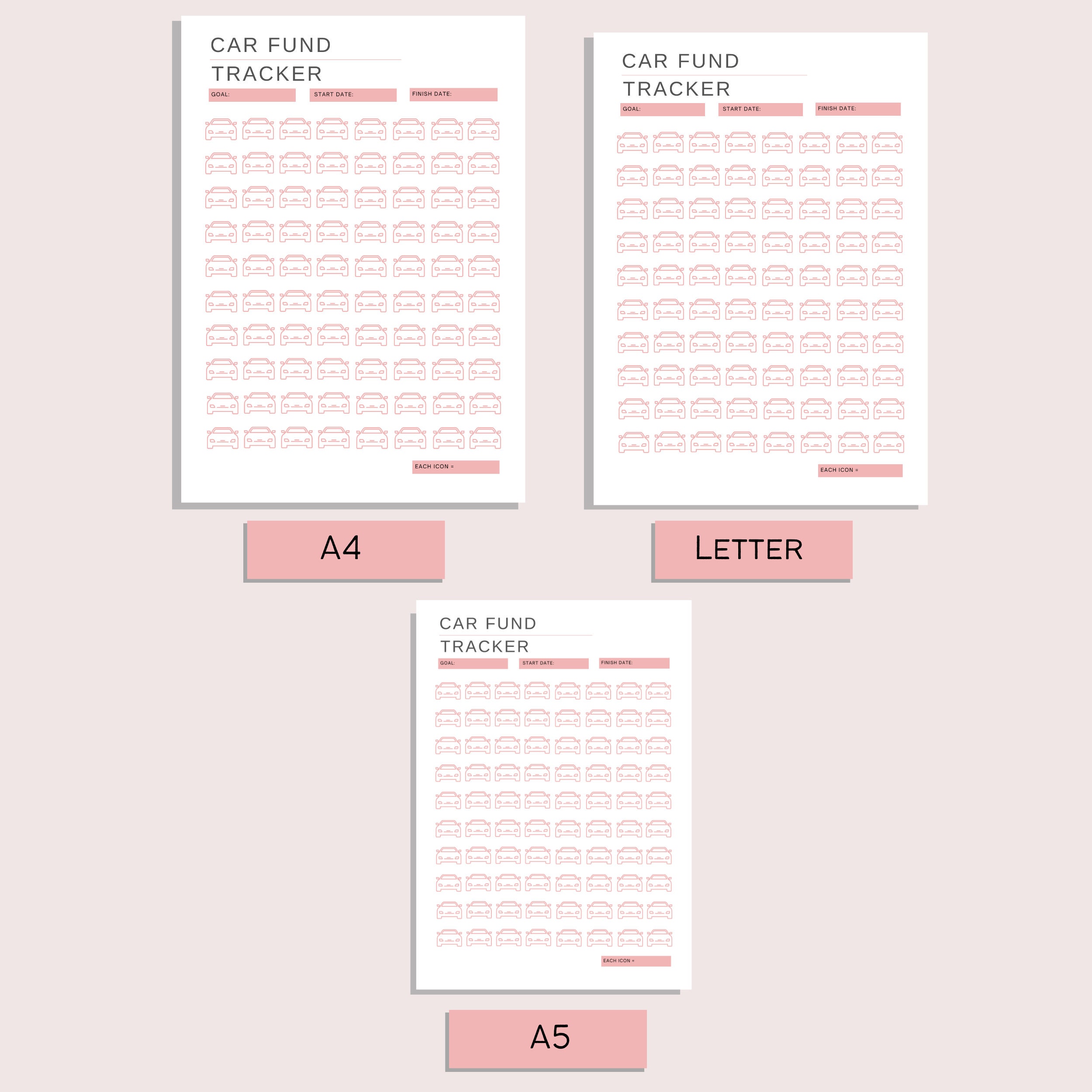 Car Fund Tracker | Printable Saving Challenge | Savings Jar Template ...