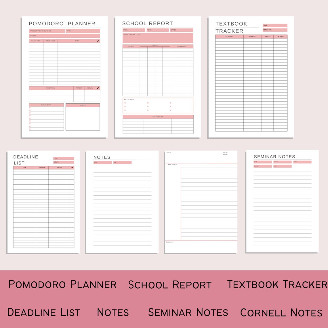 Student Planner Pack Printable Study Plan University - Etsy