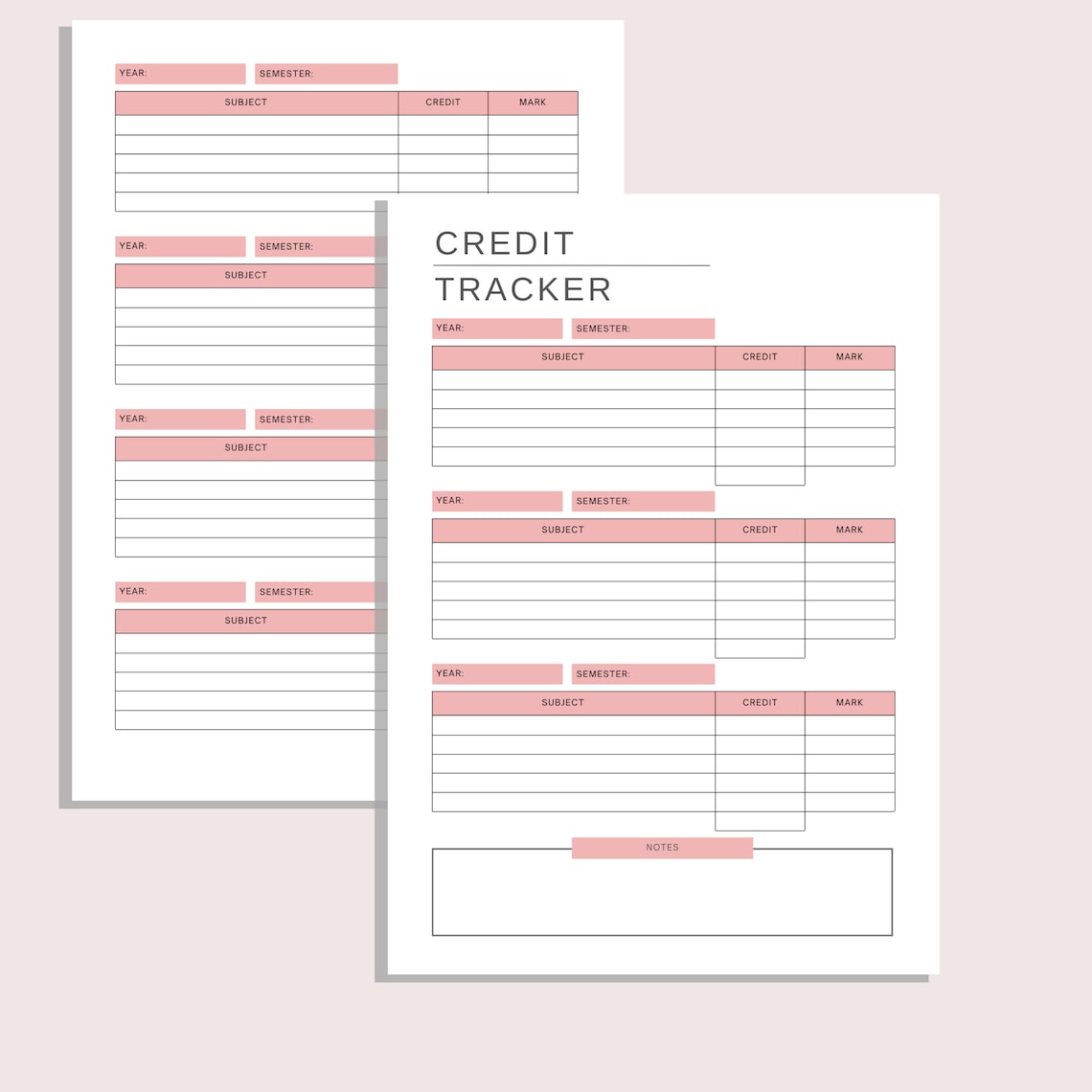 Credit Tracker | Printable Student Credit Log | College Class Track ...