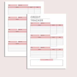 Credit Tracker | Printable Student Credit Log | College Class Track ...