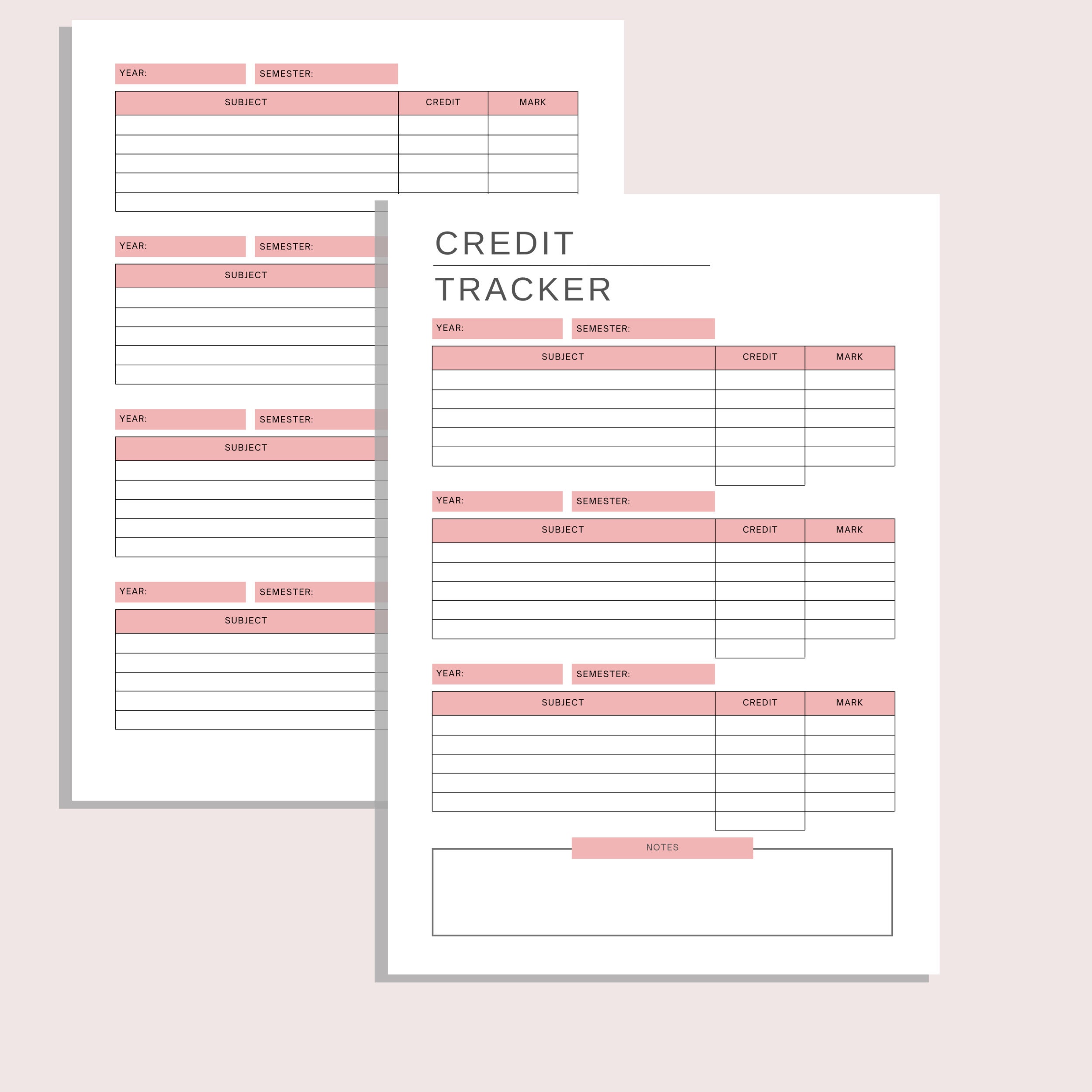 Credit Tracker | Printable Student Credit Log | College Class Track ...