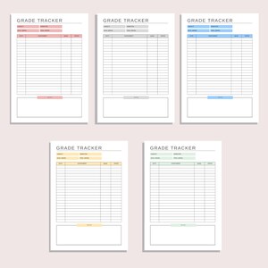 Grade Tracker | Printable Assignment Log | Student Grade Sheet ...