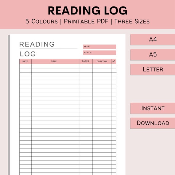 Reading Log Homework Printable