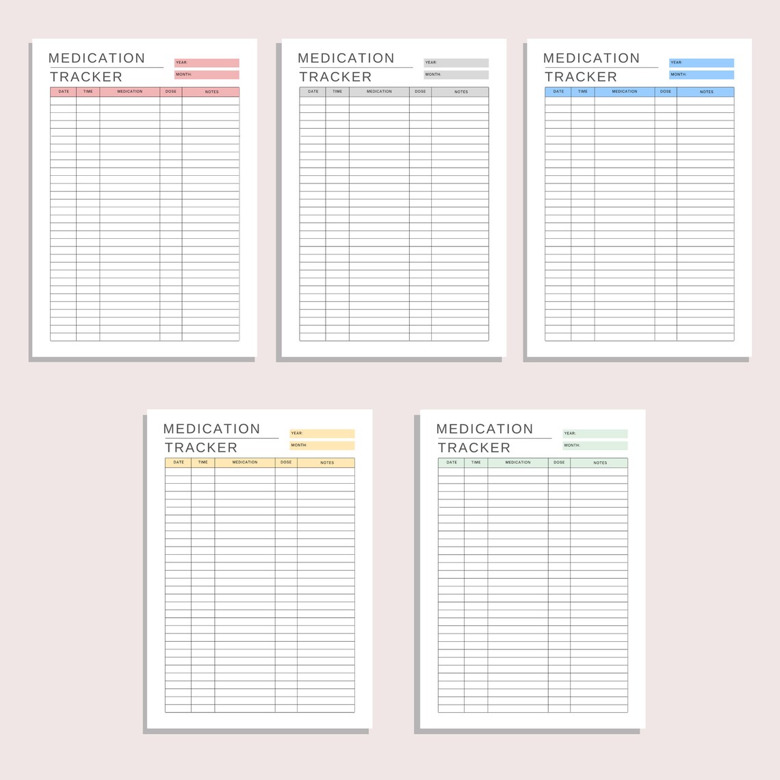 Medication Tracker, Printable Medication Log, Meds Sheet, Supplement ...