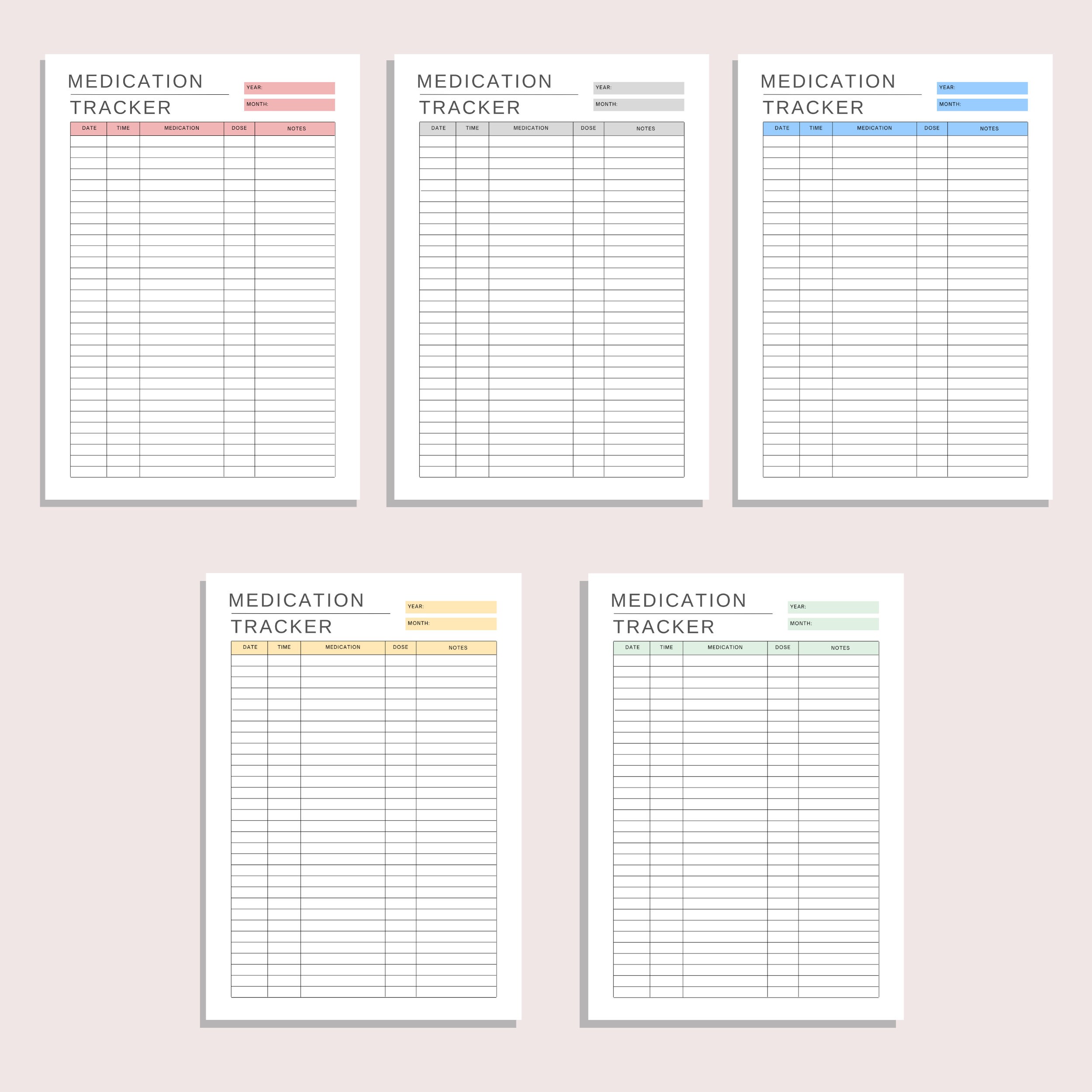 Medication Tracker, Printable Medication Log, Meds Sheet, Supplement ...
