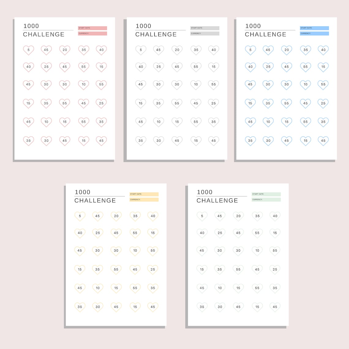 1000 Savings Challenge | Savings Tracker | Printable Saving Goal | Fund ...