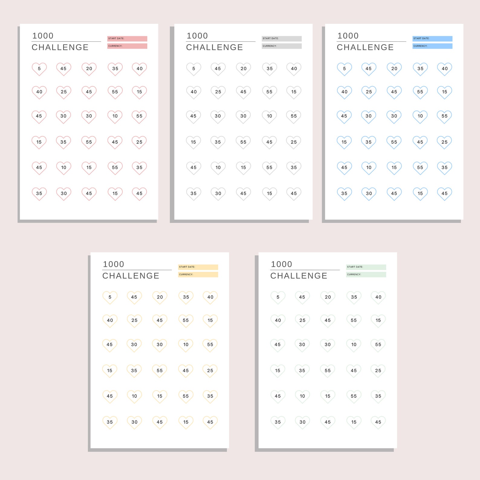 1000 Savings Challenge | Savings Tracker | Printable Saving Goal | Fund ...