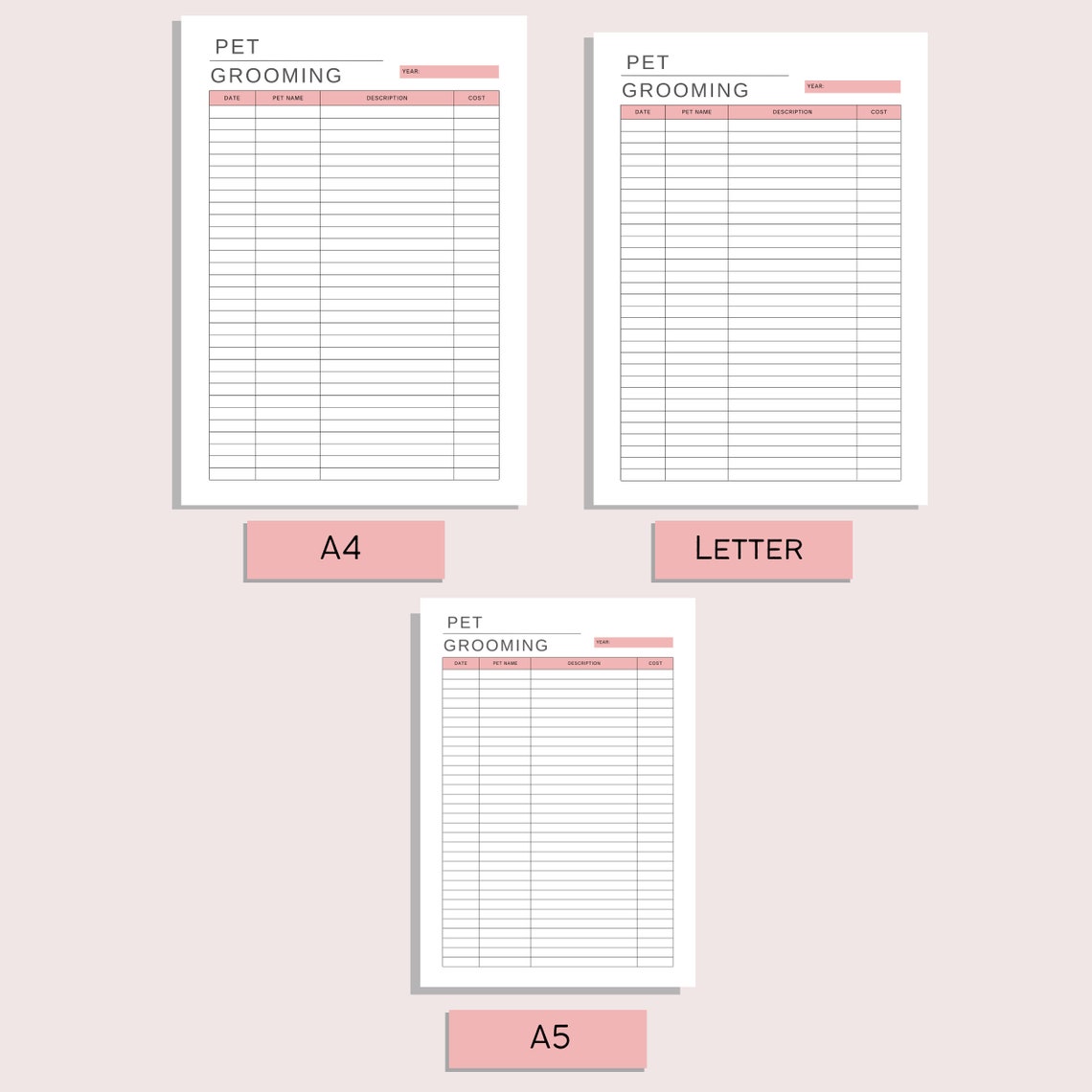 Pet Grooming Log, Dog Grooming Tracker, Pet Care Sheet, Cat Health Care ...