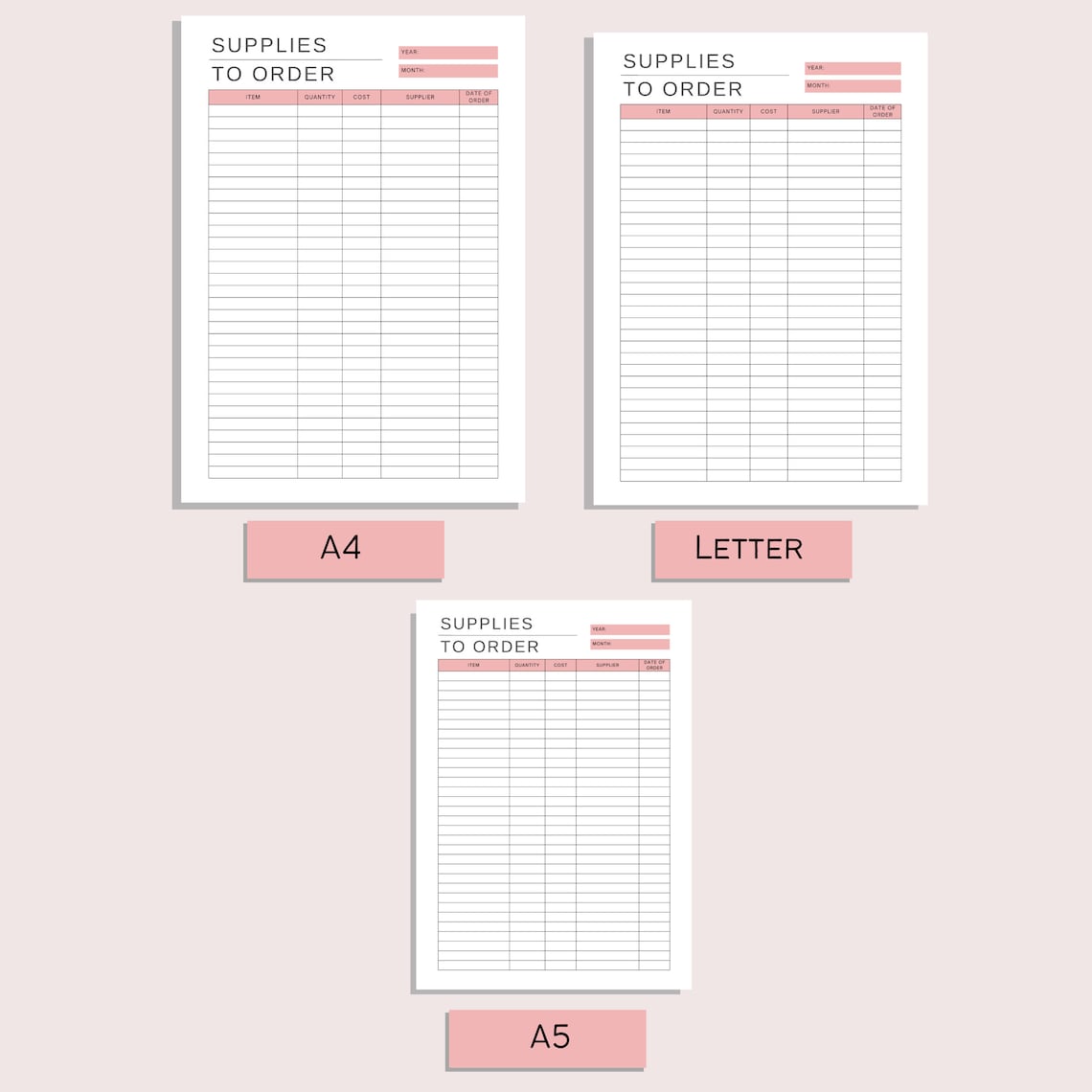 Business Inventory Tracker Printable | Supply Order Form | Product ...