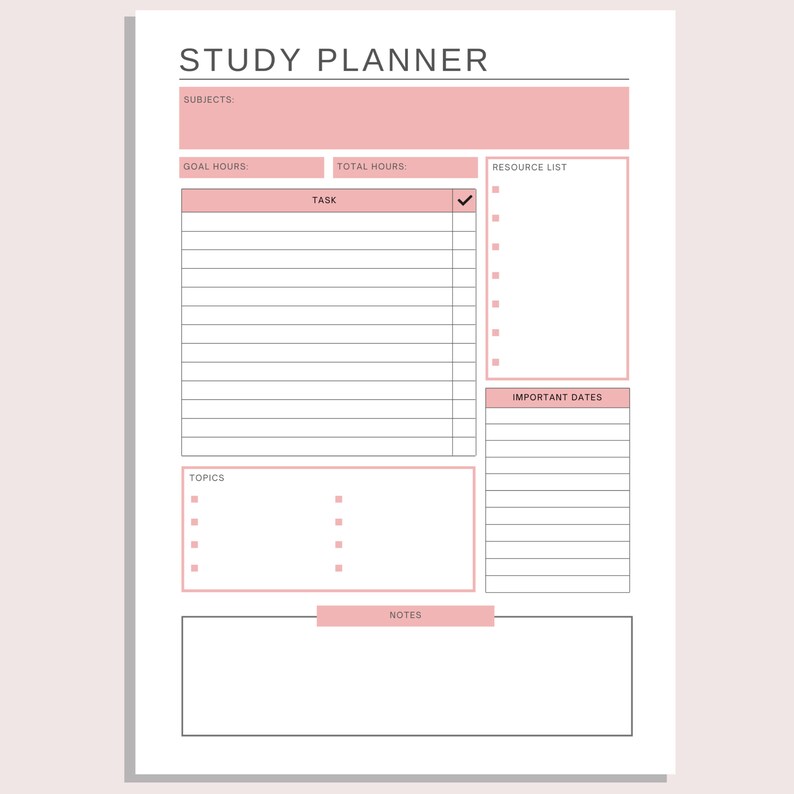 Study Planner, Printable Study Plan, Student Timetable, College Study ...
