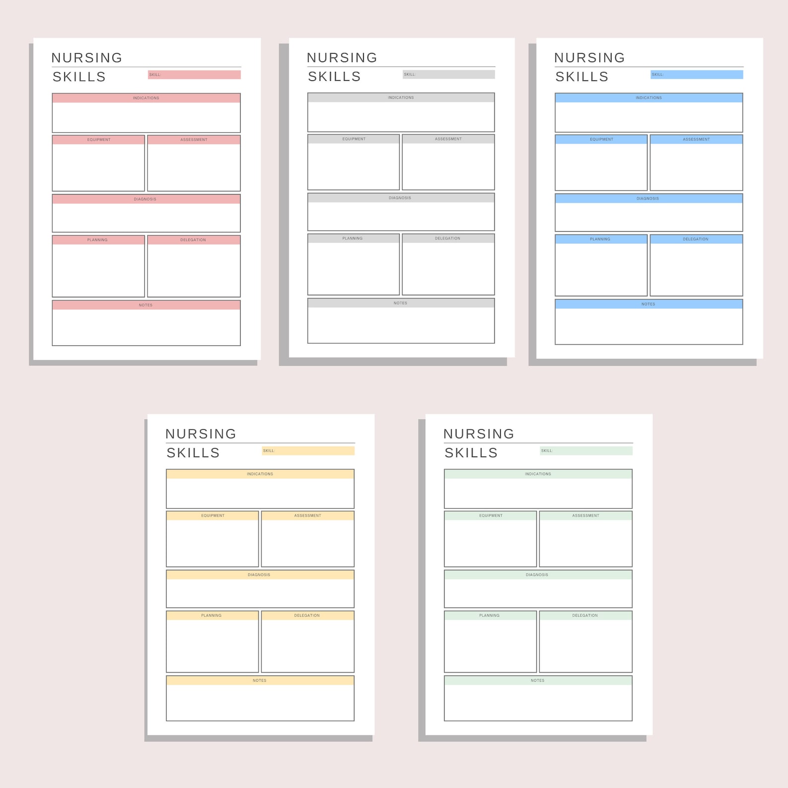 Nursing Skills Sheet Template | Printable Student Nurse Notes | Nursing ...