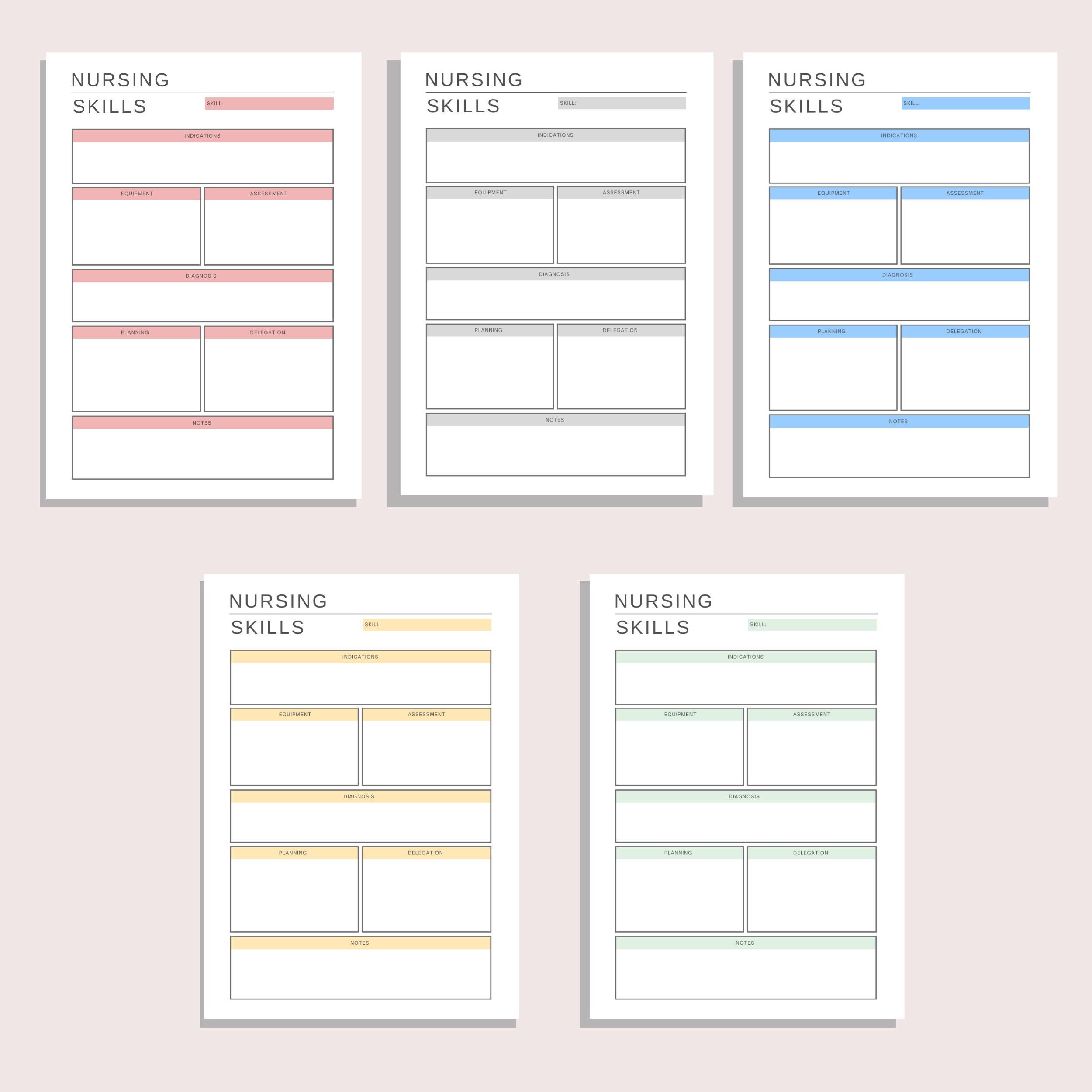 Nursing Skills Sheet Template | Printable Student Nurse Notes | Nursing ...