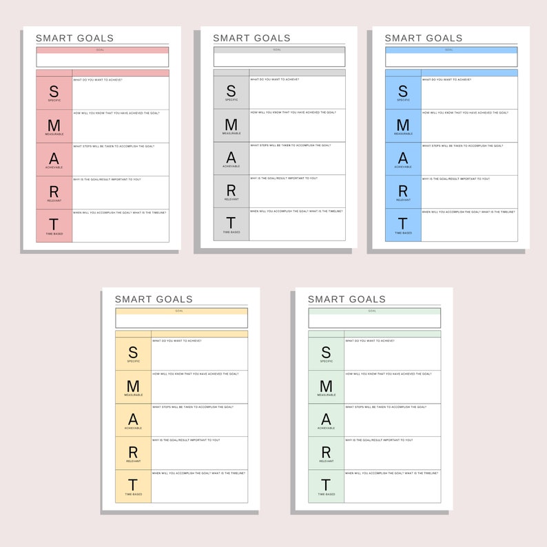 SMART Goals Template Printable Goal Setting Worksheet Small Business ...