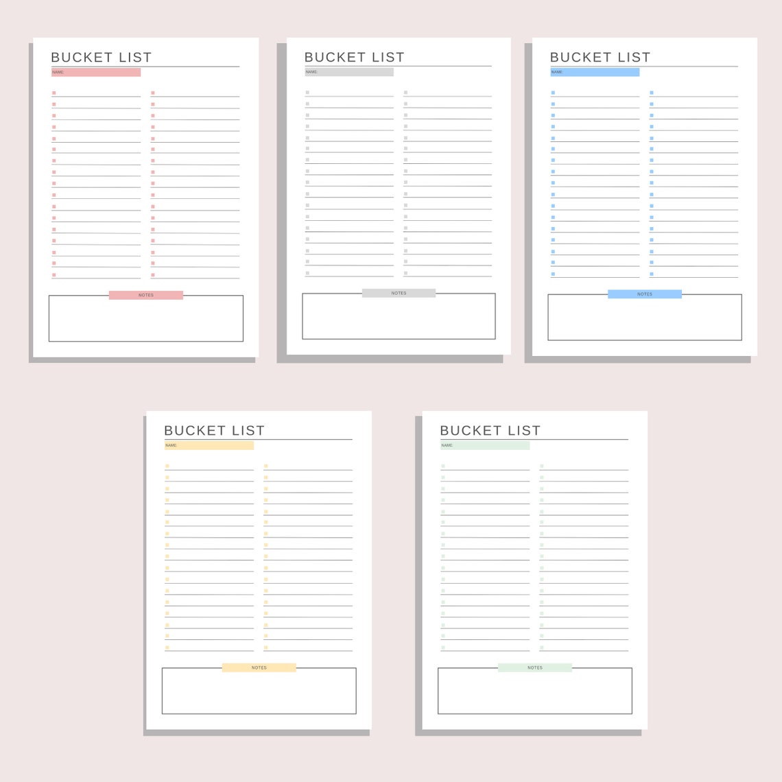 Bucket List Printable, to Do List Planner, Life Goals Plan, Travel List ...