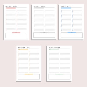 Bucket List Printable, to Do List Planner, Life Goals Plan, Travel List ...