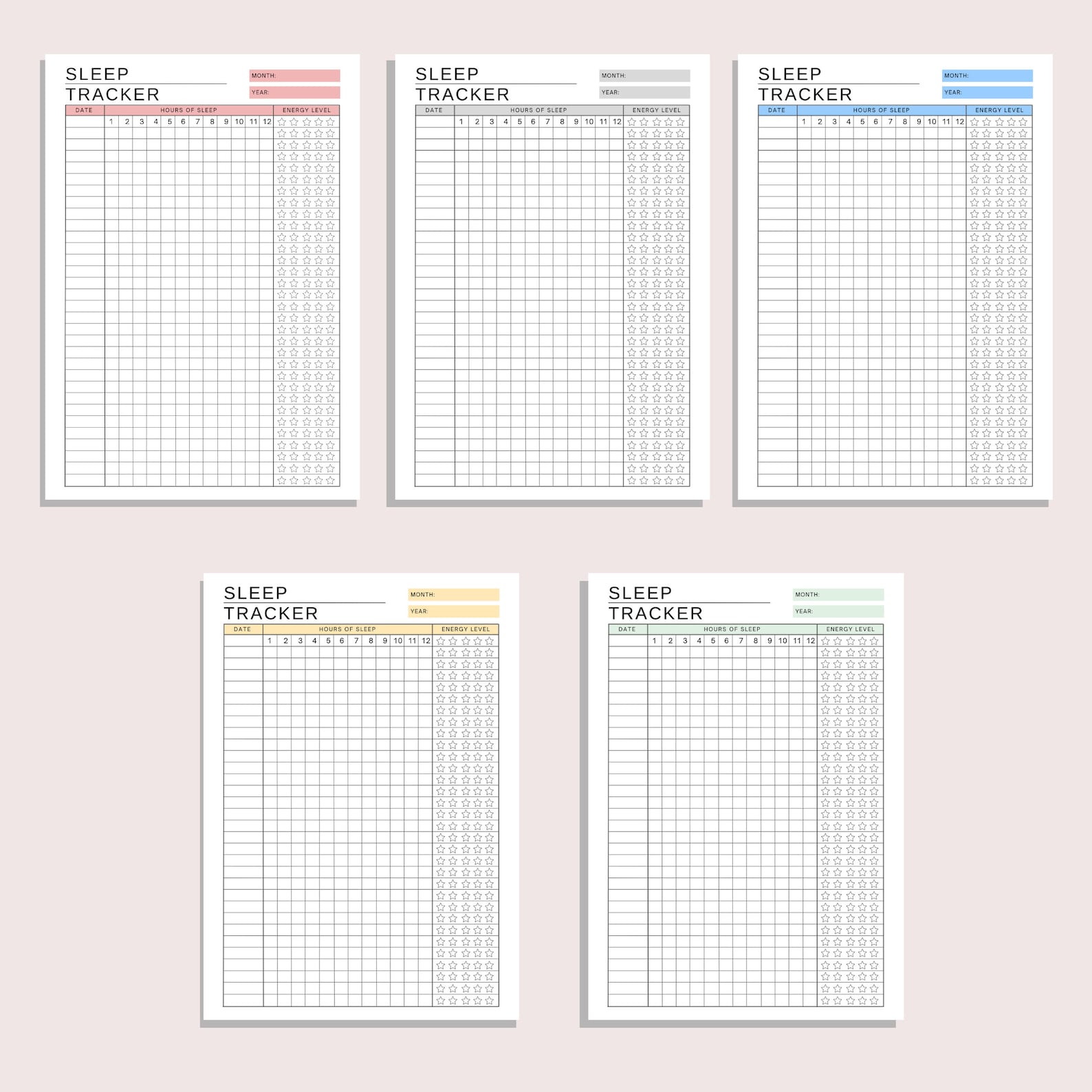 Sleep Tracker | Daily Sleep Log | Printable Sleep Track | Hourly Sleep ...